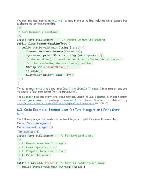 Java Basics 4 You Can Also Use Method Nextline To Read In The