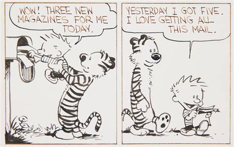 Bill Watterson Calvin And Hobbes Daily Comic Strip Original Art
