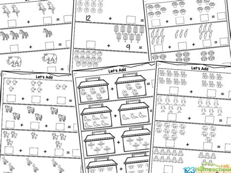 Addition Worksheets With Pictures Printables Kindergarten Math