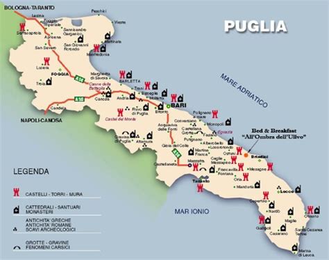 Top Tourist Attraction And Places Map Of Puglia Italy Tourist Places
