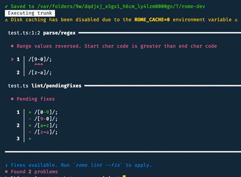 Regex Parser Only Prints One Diagnostic Per File Issue Rome Tools Github