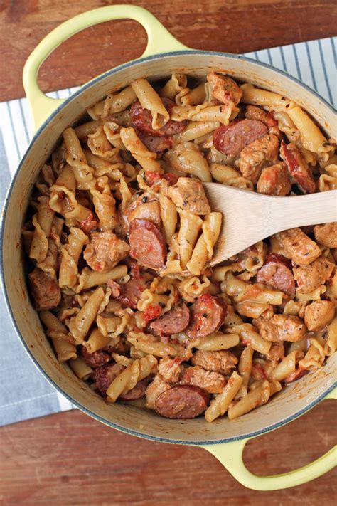 One Pot Cajun Chicken And Sausage Pasta Emily Bites