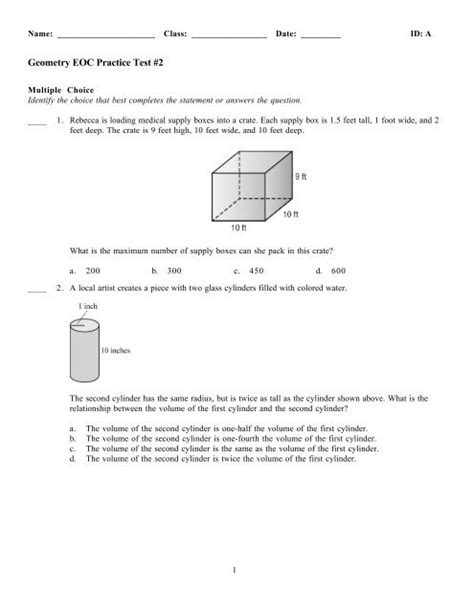 Geometry Eoc Practice Test 2 Pdf Southwest High School