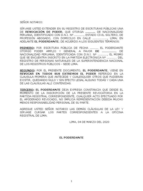 Modelo Revocacion De Poder 2020 Pdf