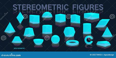 Solid Geometry Set Of Stereometric Figures In Space Isolated Vector
