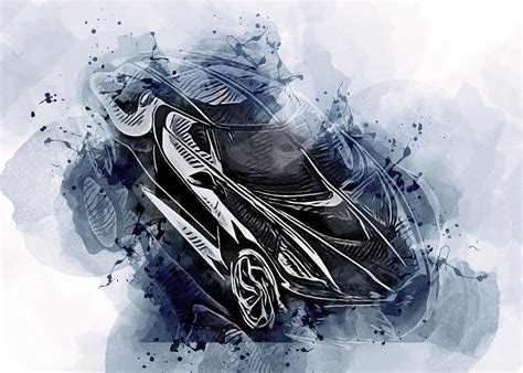 Bugatti La Voiture Noire Vector Art Drawing Creative Abstract Cars Car