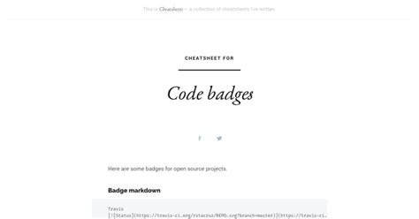 Code Badges Cheatsheet