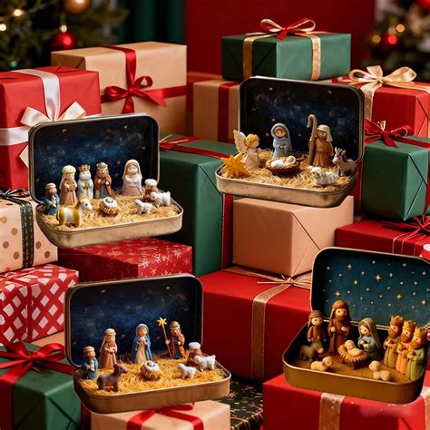 Mini Christmas Nativity Set In Tin Box Christmas Nativity Scene Set