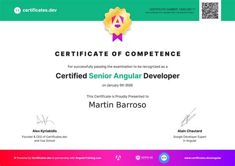 Martin Barroso Certified Senior Angular Developer Certificatesdev