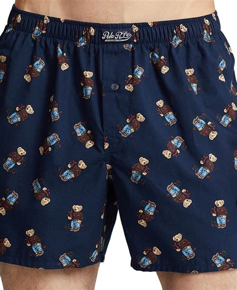 Polo Ralph Lauren Mens Holiday Bear Printed Woven Boxers Macys
