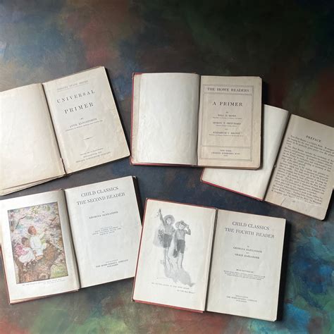 Vintage School Primers Book Set Log Cabin Vintage
