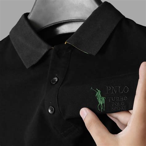 Turbo Polo Collar Tipping Mens Polo Shirt In Black Turbo Brands Factory