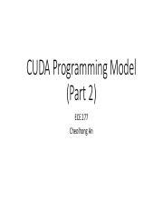 CUDA Programming Model Heterogeneous Computing And Parallelism Course Hero