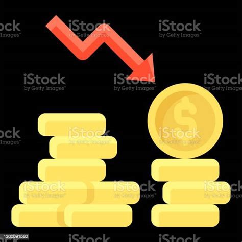 Coins With Down Arrow Icon Bankruptcy Related Vector Stock Illustration Download Image Now