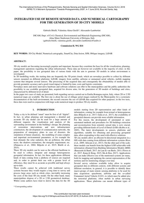 pdf integrated use of remote sensed data and numerical cartography