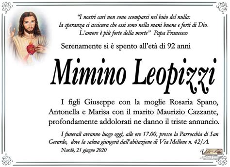 Funerali E Annunci Funebri A Nardò Cosimo Leopizzi Funer24