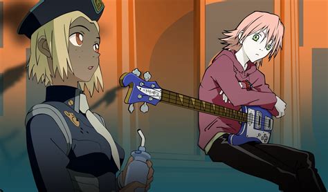 Flcl Haruko Haruhara Bass Guitars Police Wallpaper Anime Wallpaper Better