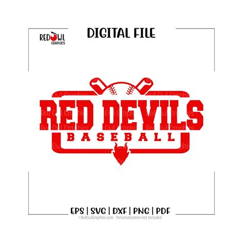 Red Devils Baseball Svg Team Mascot School Spirit Sport Coach