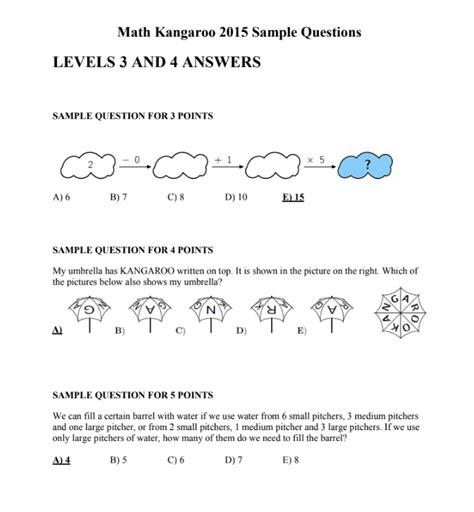 不同级别题目在线奉送！math Kangaroo 2015年练习题快来试做 Math Kangaroo袋鼠数学竞赛官网