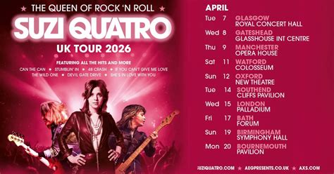 Suzi Quatro Announces 10 Date Uk Tour For 2026