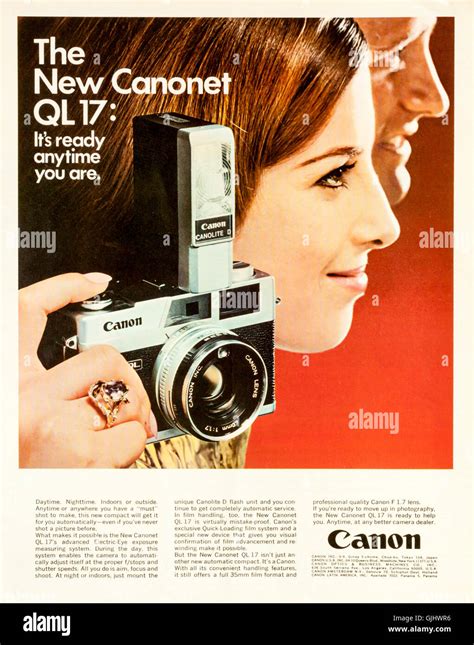 1970s Advert Advertising The Canon Canonet Ql 17 Rangefinder Camera