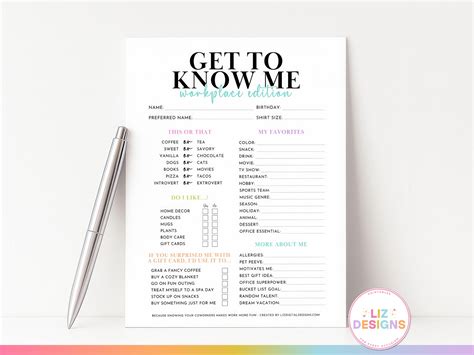 Team Building Get To Know Your Staff Questionnaire Printable Employee