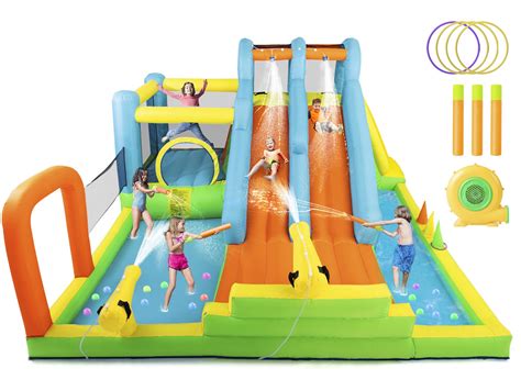 Joyldias Inflatable Water Slide Giant Water Park Bounce House With 2