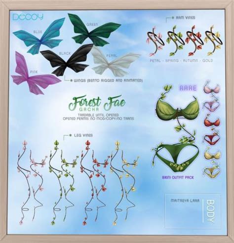 Second Life Marketplace Decoy Forest Fae Gacha Wings Black
