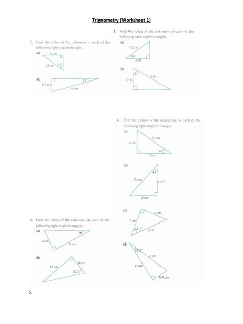 Trig Worksheet 1 Pdf