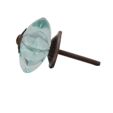 Set Of Six Light Blue Melon Glass Knobs