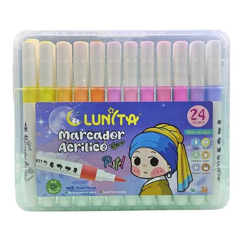 Marcadores Acrílicos Lunita 24 Colores Metálicos O 24 Colores Pastel
