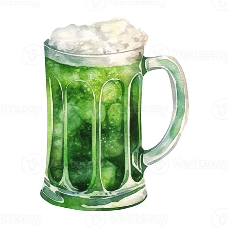 Green Beer Glasses Overflowing With Frothy Foam 44182497 Png