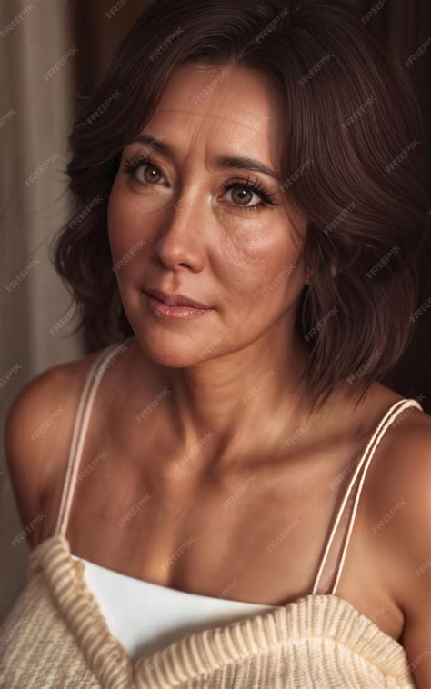 Premium Photo Portrait Photo Of Beautiful Happy Middle Aged Lady