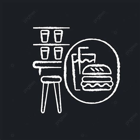 Icon Of A White Snack Bar On A Black Chalkboard Background Vector