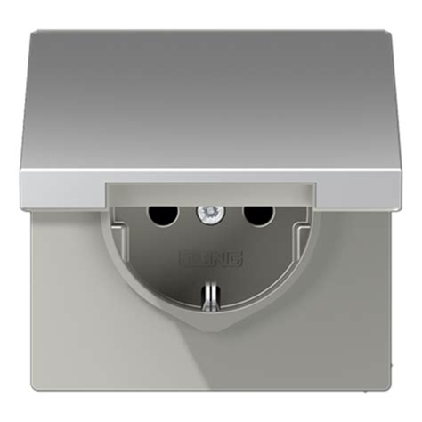 Enchufe Schucko Con Tapa Abatible Serie Ls990 Jung Al1520kikl Aluminio