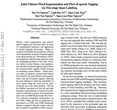 Kiet Nguyen On Linkedin Joint Chinese Word Segmentation And Part Of