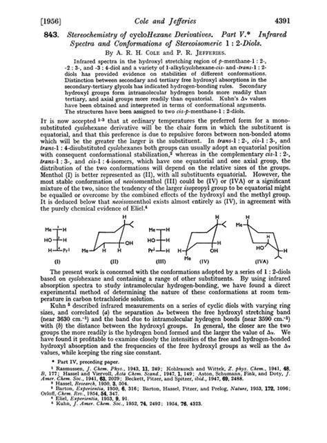 843 Stereochemistry Of Cyclohexane Derivatives Part V Infrared