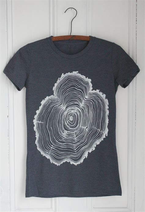 Womens Tree Ring T Shirt Organic Tri Blend Woodcut Print Etsy
