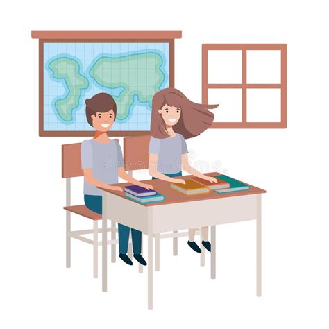 Young Students In Geography Classroom Stock Vector Illustration Of