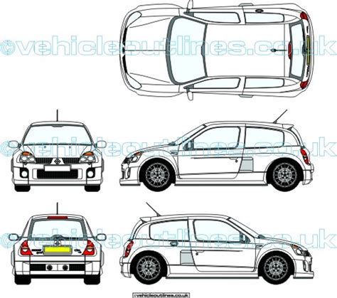 Cars Rena0010a Renault Clio V6 Vehicle Outlines