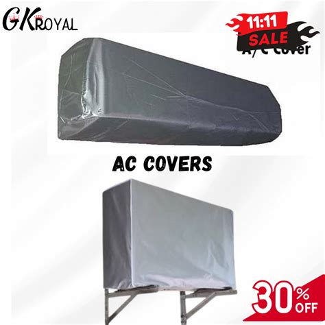 Ac Cover Inner Outer Unit Set Silver Grey Gk Royal Fabrics