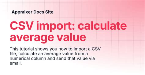 Csv Import Calculate Average Value Appmixer Docs Site