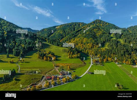 Idyllic October Day In The Ammergau Alps Around Unterammergau In Upper