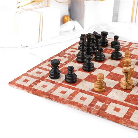 Elegant Marble Chess Set With Wooden Chess Pieces Artisraw