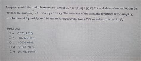 Solved Suppose You Fit The Multiple Regression Model