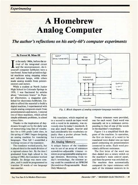 A Homebrew Analog Computer Article Pdf