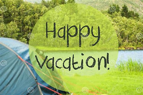 Lake Camping Text Happy Vacation Stock Image Image Of Relax Tent