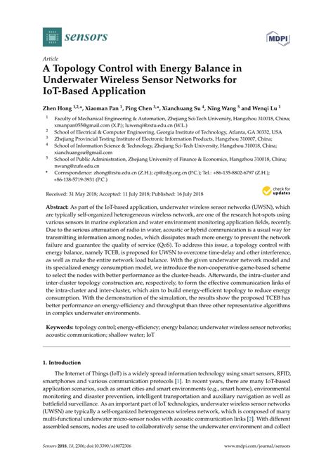 Pdf A Topology Control With Energy Balance In Underwater Wireless