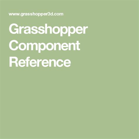 Grasshopper Component Reference Grasshopper Reference Components