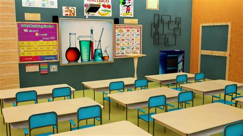 Classroom 3d Model On Behance